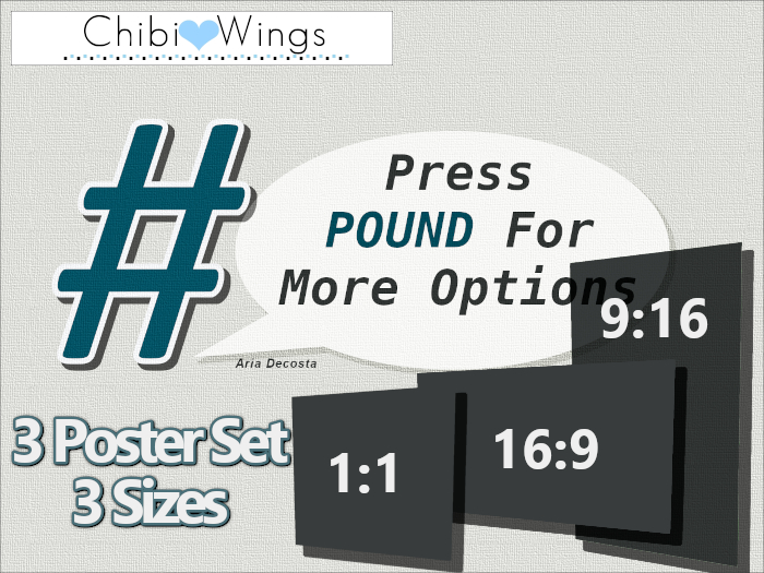 Second Life Marketplace - ChibiWings :: Press Pound Poster Set