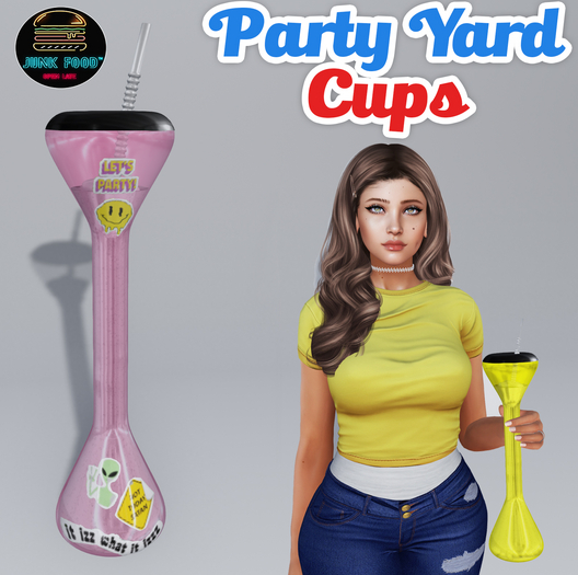 Second Life Marketplace - Junk Food - Party Yard Cups Stickers (Pink) v2