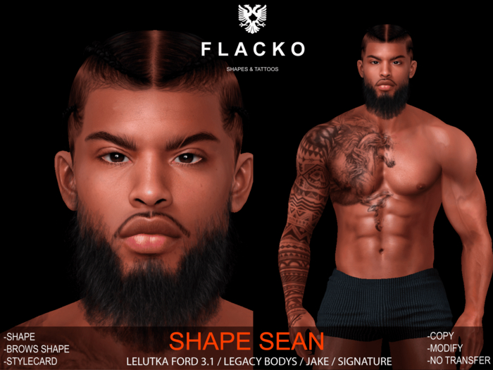 Second Life Marketplace - FLACKO - Shape Sean Lelutka Ford 3.1 evox