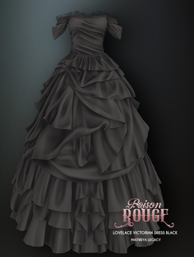 Second Life Marketplace - POISON ROUGE Lovelace Victorian Dress Black