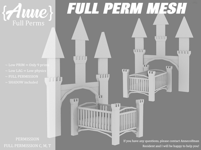 Second Life Marketplace - {Anne} Castle Baby Crib (FULL PERM)