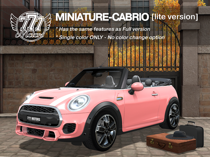 Second Life Marketplace - [777-lite] Miniature-CABRIO - Pink (boxed)