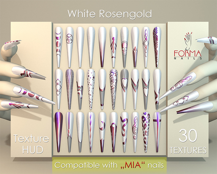 Second Life Marketplace - [FORMANAILS] NAILS -TEXTURE HUD - White rosegold