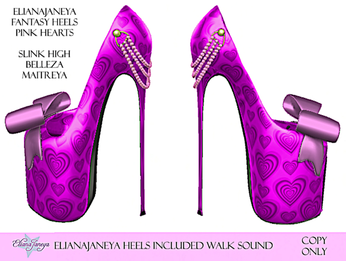 Second Life Marketplace - ElianaJaneya Fantasy Heels Pink Hearts
