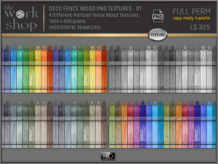 Second Life Marketplace - DECO FENCE WOOD TEXTURES - 01