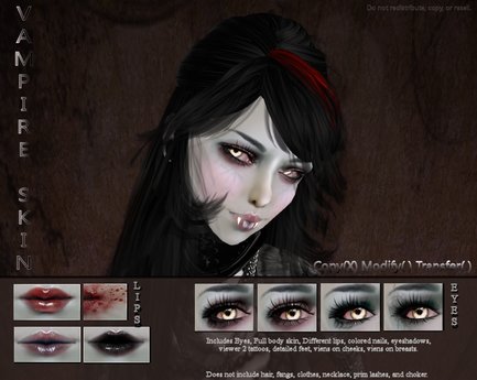Second Life Marketplace - ~Vampire skin~ Nightingale Couture