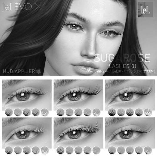 Second Life Marketplace - Demo Sugarose - Lashes Pack 1 - [ Lelutka Evo X]