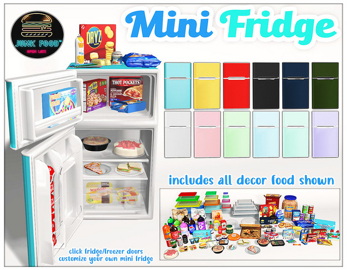 Second Life Marketplace - Junk Food - Mini Fridge (White)