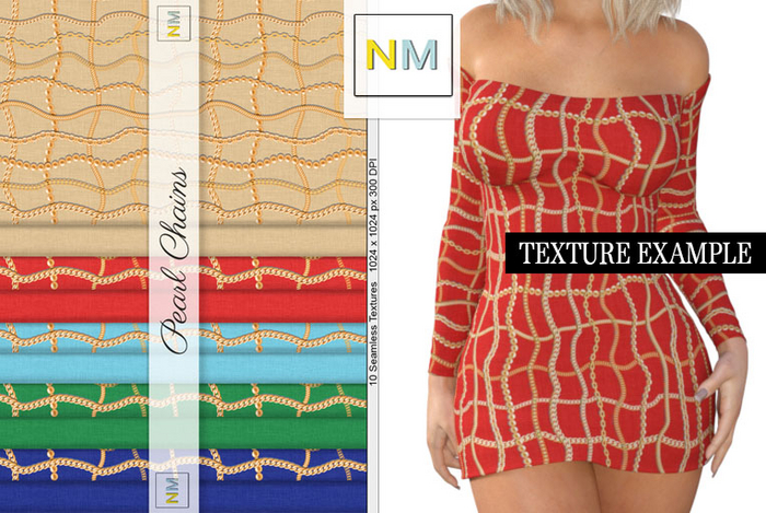 Second Life Marketplace - Pearl Chains Matchup Kit 10 Seamless Textures NM