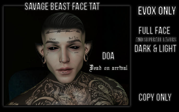 Second Life Marketplace - ::DOA:: Savage Beast Face Tat