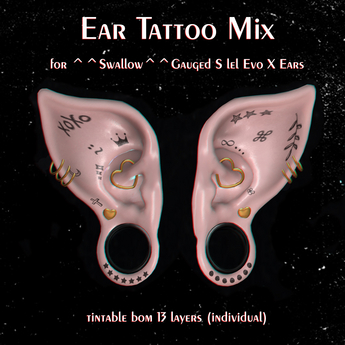 Second Life Marketplace - -bus- Ear Tattoo Mix DEMO {FOR SWALLOW Gauged ...