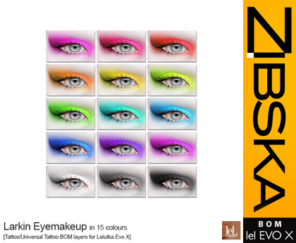 Second Life Marketplace - Zibska Evo X ~ Larkin Eyemakeup in 15 colors ...