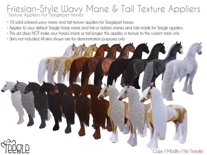 Second Life Marketplace - [Teegle] Friesian-Style Wavy Mane & Tail ...