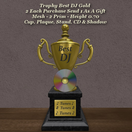 Second Life Marketplace - Trophy Best DJ Gold