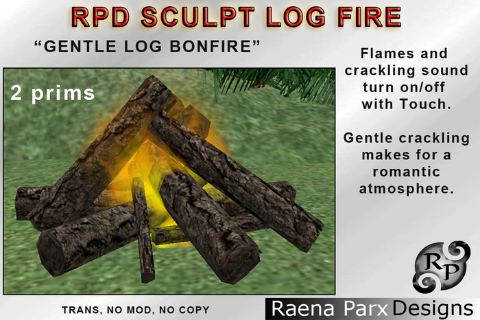 Second Life Marketplace - SCULPT LOG FIRE - "GENTLE LOG BONFIRE" WITH ...