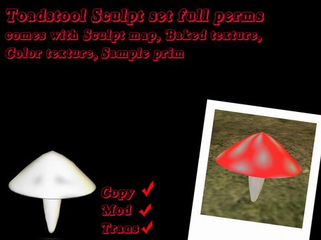 Second Life Marketplace - Toadstool Sculpty Set with sculpt map & textures