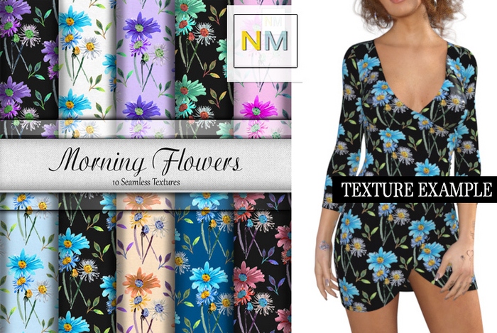 Second Life Marketplace - Morning Flowers 10 Seamless Fabric Textures NM