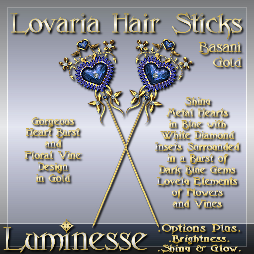 Second Life Marketplace - LOVARIA Basani Hair Sticks OP - Blue Dark ...