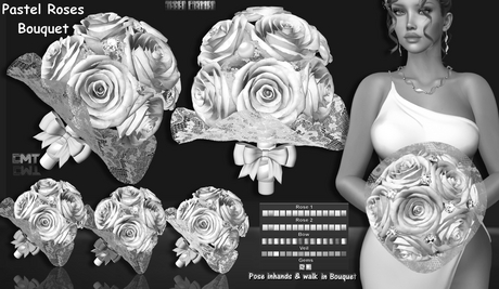 Second Life Marketplace - DEMO R.F. - *Pastel Roses Bouquet w/hud