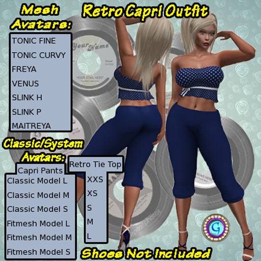 Second Life Marketplace - Retro Capri Outfit Blue
