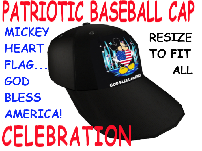 Second Life Marketplace - 26. PATRIOTIC BLACK BASEBALL CAP MICKEY GOD ...