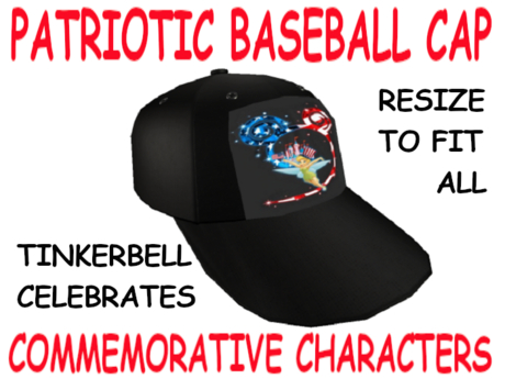 Second Life Marketplace - 01. PATRIOTIC BLACK BASEBALL CAP TINKERBELL ...