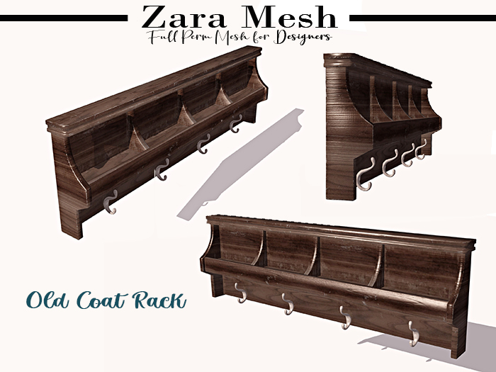 Second Life Marketplace - ZM - Furniture - Old Coat Rack - FULL PERM MESH