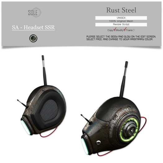 Second Life Marketplace - :::SOLE::: SA - Headset SSR (Rust Steel)