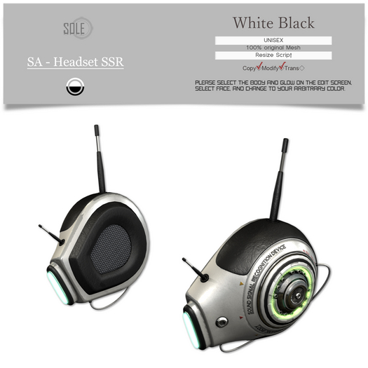 Second Life Marketplace - :::SOLE::: SA - Headset SSR (White Black)