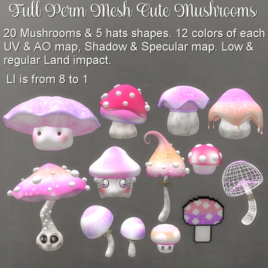 Second Life Marketplace - * Full Perm Mesh * Cute Mushrooms