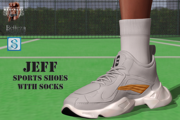 Second Life Marketplace - MJB White Jeff Sports Shoes With Socks
