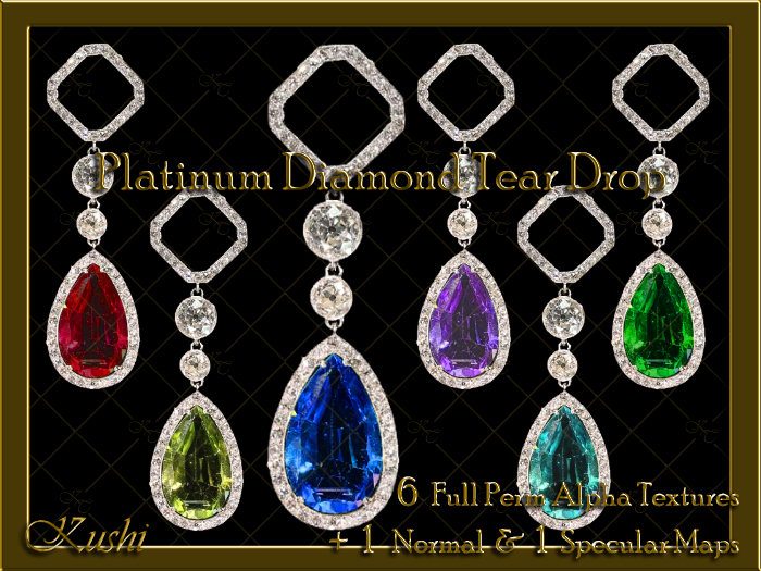 Second Life Marketplace - Platinum Diamond Tear Drop Alpha Texture Set