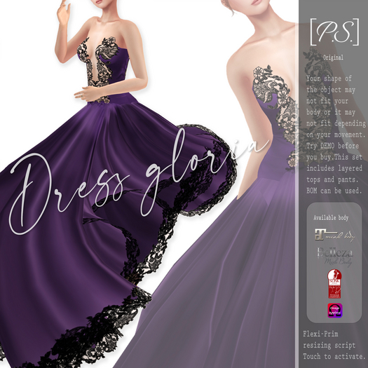 Second Life Marketplace - *~PS~* Dress Gloria(violet)