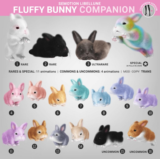 Second Life Marketplace - SEmotion Libellune Fluffy Bunny Companion ...