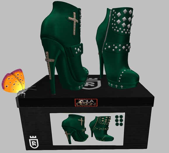 Second Life Marketplace - Boots with Rivets and Cross green Color HUD ...