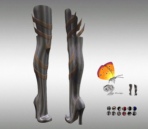 Second Life Marketplace - Very long Boots with Straps and silver Color ...