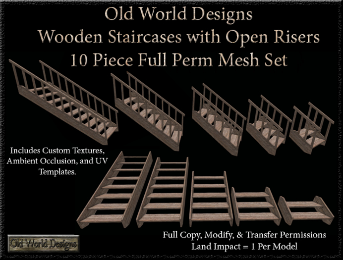 Second Life Marketplace - Old World Designs Full Perm Mesh 10 Piece ...