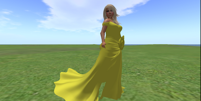 Second Life Marketplace - yellow rose shoulder slip gown