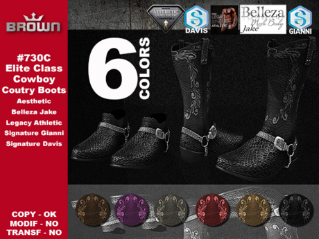 Second Life Marketplace - 730C Elite Class Cowboy Boots 6 Colors (BOX)
