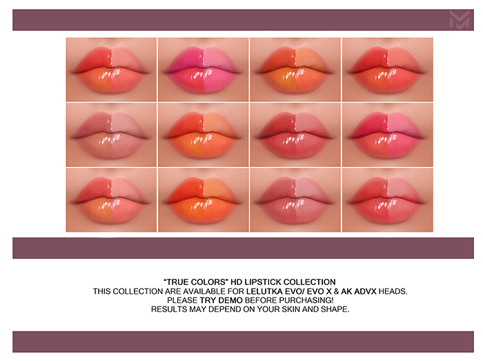 Second Life Marketplace - .: MAVEN :. TRUE COLORS HD LIPSTICKS COLLECTION