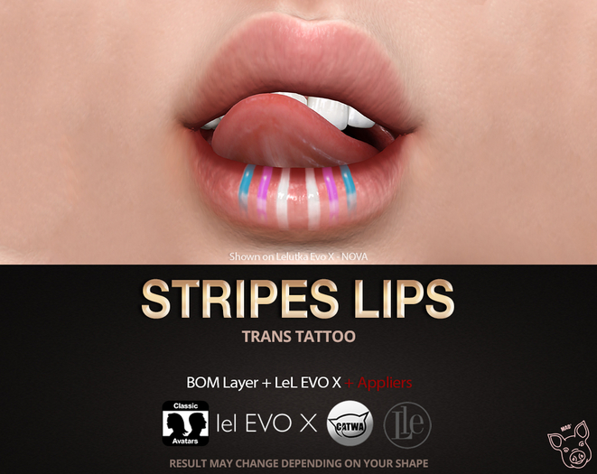 Second Life Marketplace - Mad' - Trans Stripes Lips