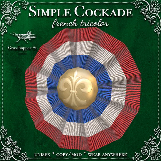 Second Life Marketplace - Grasshopper St Simple Cockade - French Tricolor