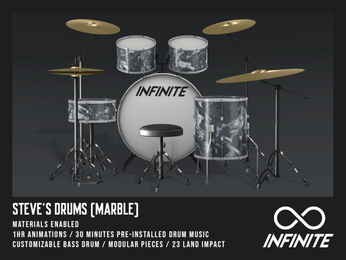 Second Life Marketplace - Infinite - Steve's Drums (PG) *Marble