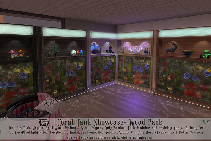 Second Life Marketplace - [CC] Coral Tank Showcase- Wood Pack
