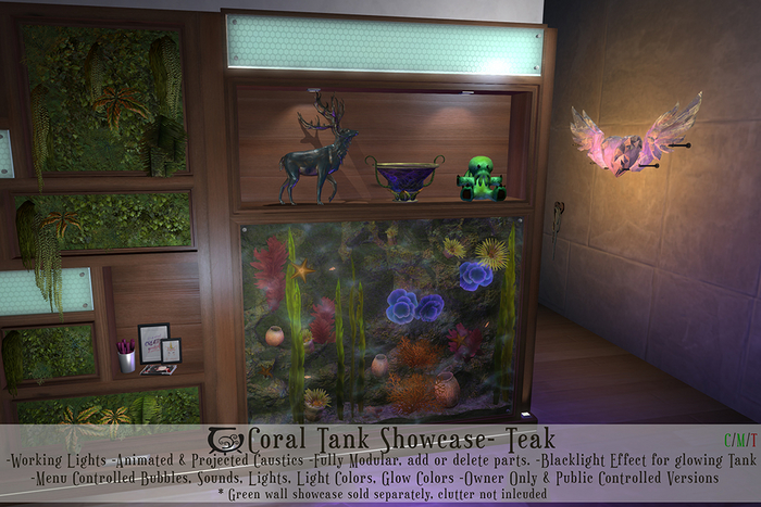 Second Life Marketplace - [CC] Coral Tank Showcase- Teak