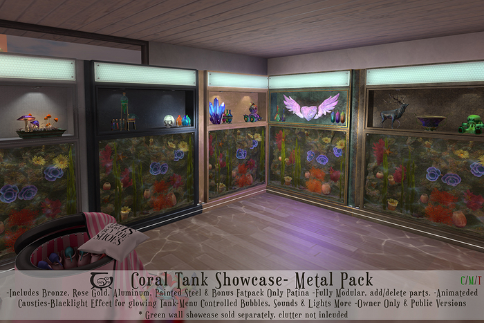 Second Life Marketplace - [CC] Coral Tank Showcase- Metal Pack