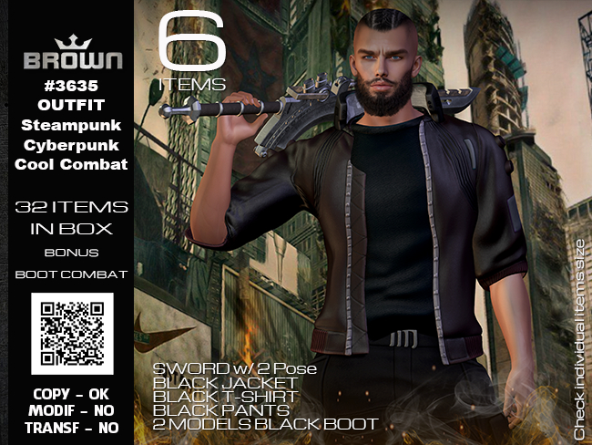 Second Life Marketplace - 3635 OUTFIT Steampunk Cyberpunk Cool Combat ...