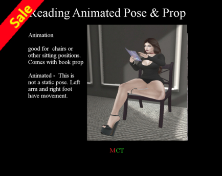 Second Life Marketplace - Read Sitting Animation & Prop