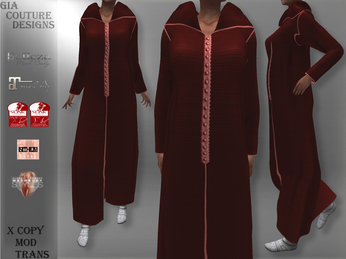 Second Life Marketplace - "GCD" Leisa Hooded Robes Red