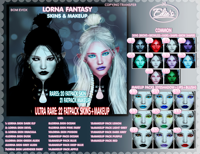 Second Life Marketplace - ~Edie's~ Lorna Fantasy SKIN+MAKEUP DEMOS ...